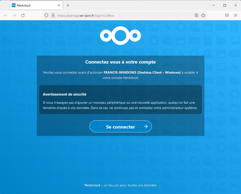 Configuration du client de synchronisation Nextcloud – DSI