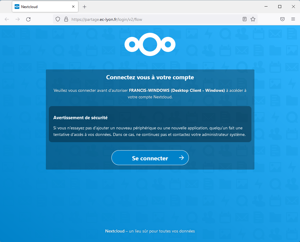 Configuration du client de synchronisation Nextcloud – DSI