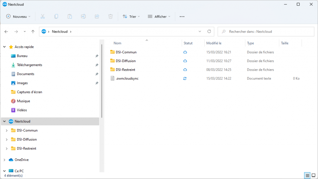 Configuration du client de synchronisation Nextcloud – DSI