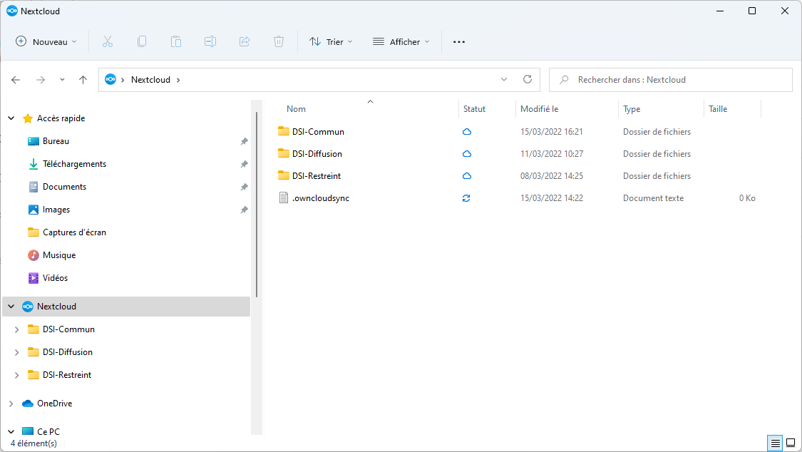 Configuration du client de synchronisation Nextcloud – DSI